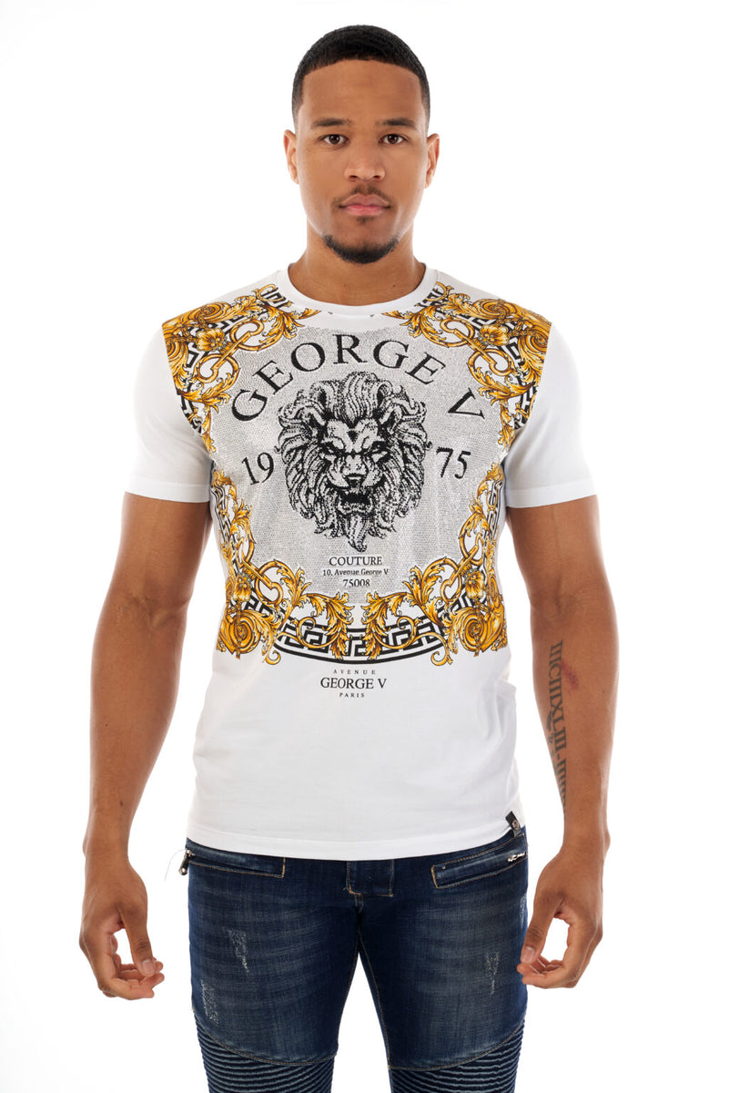 George V T-Shirt - GV BAROQUE LION - White - GV2502 – Vengeance78