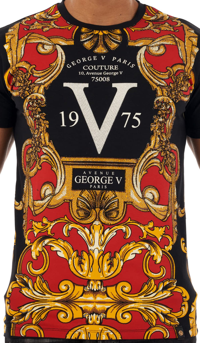 George V T-Shirt - GV 1975 BAROQUE - BLACK AND RED - GV2504 – Vengeance78