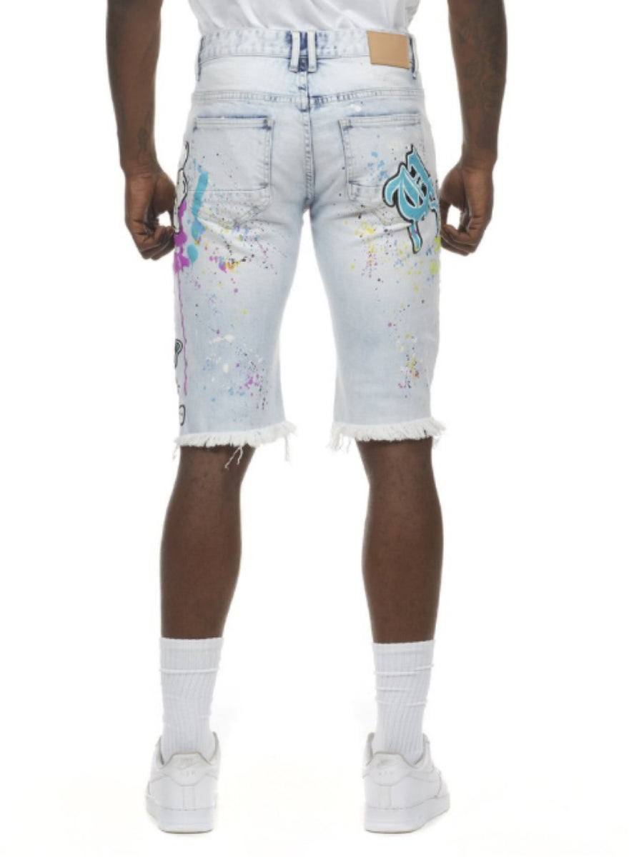 Smoke Rise Shorts - Daisy Graffiti - Plaster Blue - SJS21271 – Vengeance78