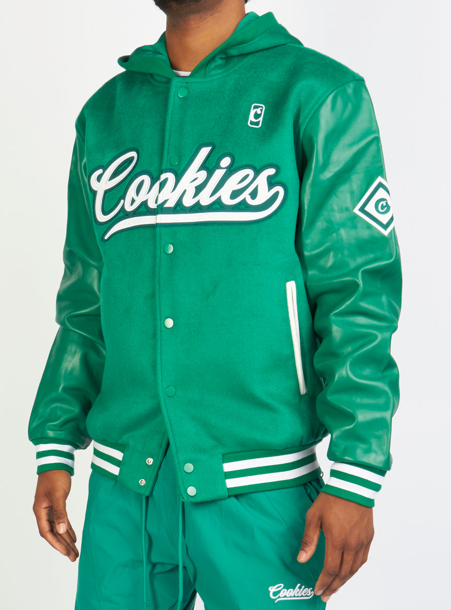 Cookies Jacket - Pack Talk Hooded Letterman - Forest Green - 1564O6618 ...