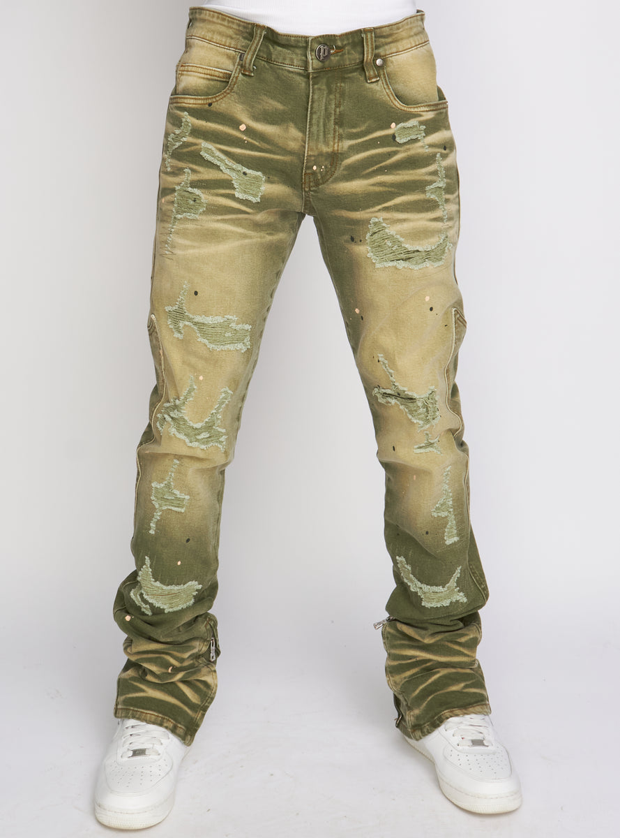 Politics Flare Skinny Stacked Jeans - Ramsey - Olive Vintage - 517 ...