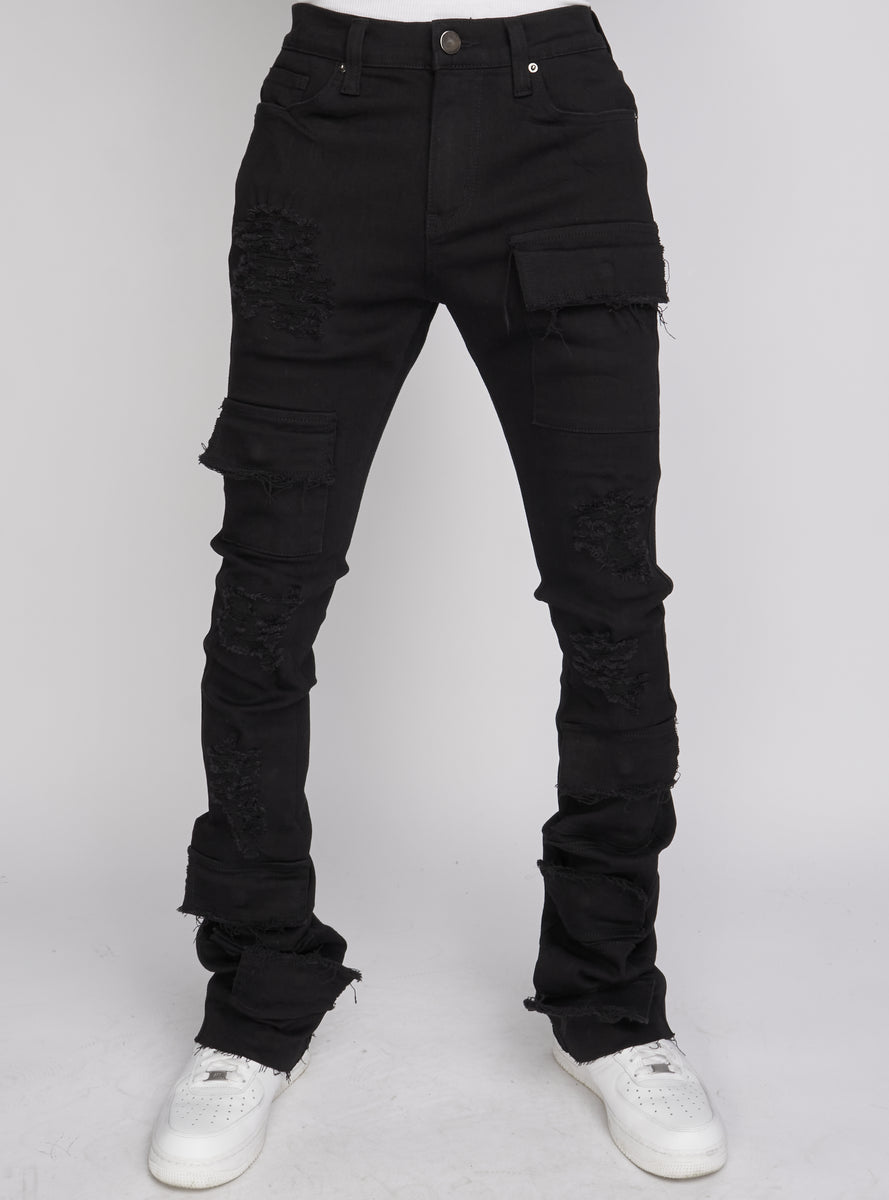 Politics Super Stacked Cargo Pants - Jet Black - Marcel504 – Vengeance78
