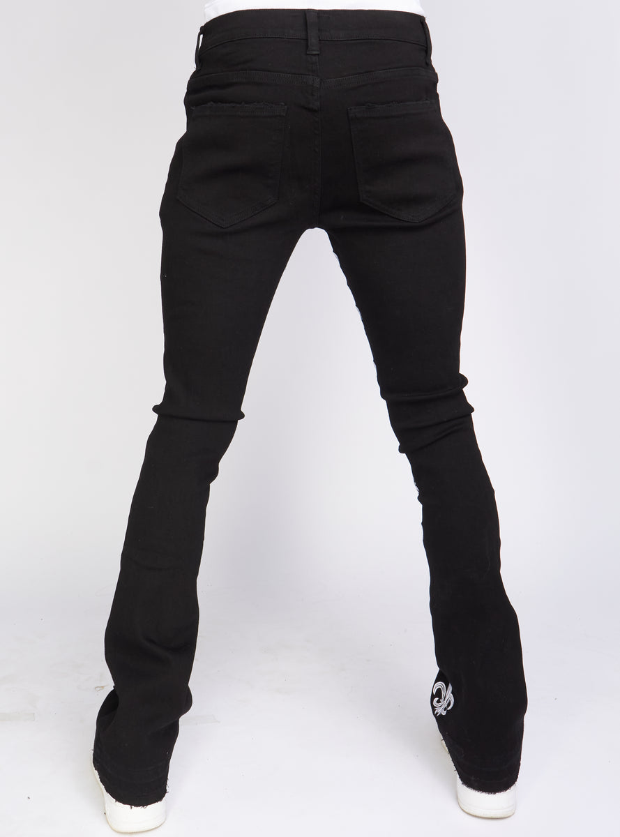 Politics Stacked Embroidery Jeans - Black and White - Barkley504 ...