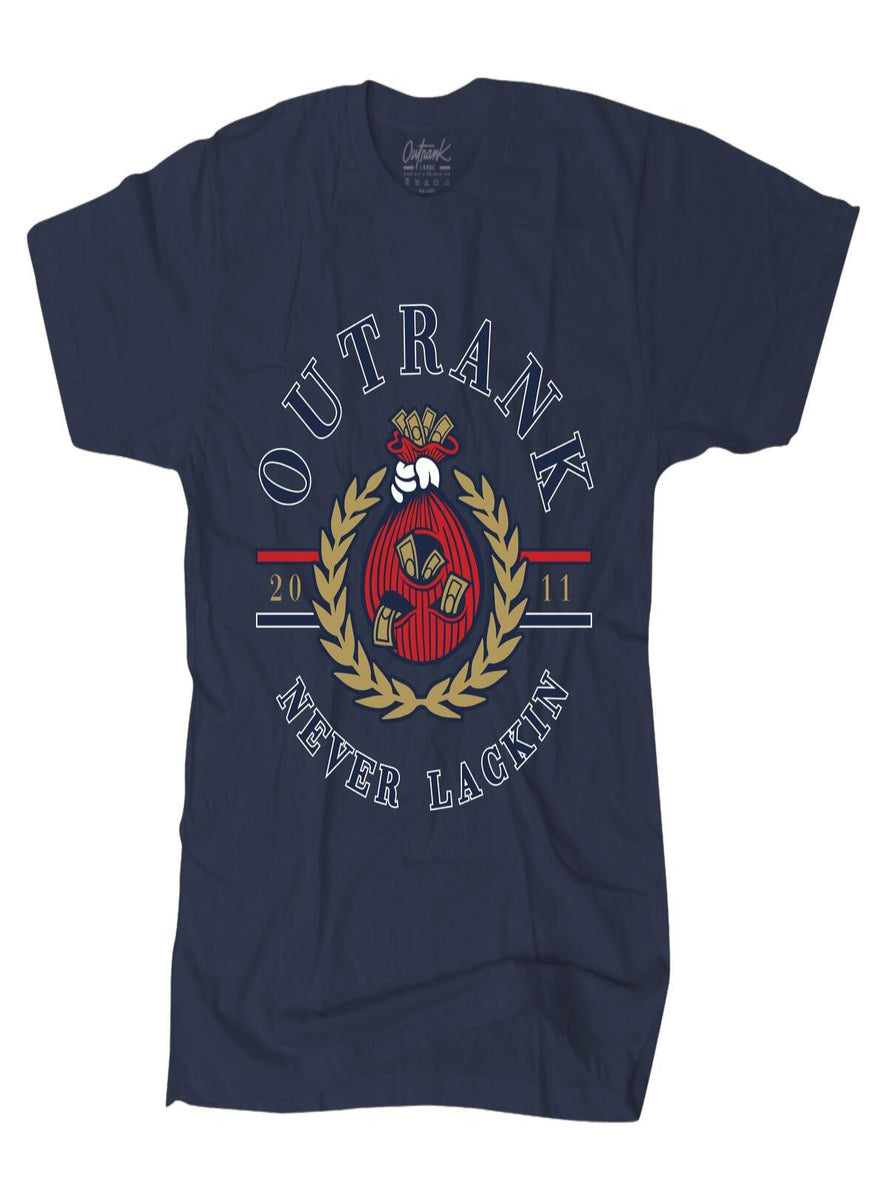 Outrank T-Shirt - Never Lackin' - Navy - QS495 – Vengeance78