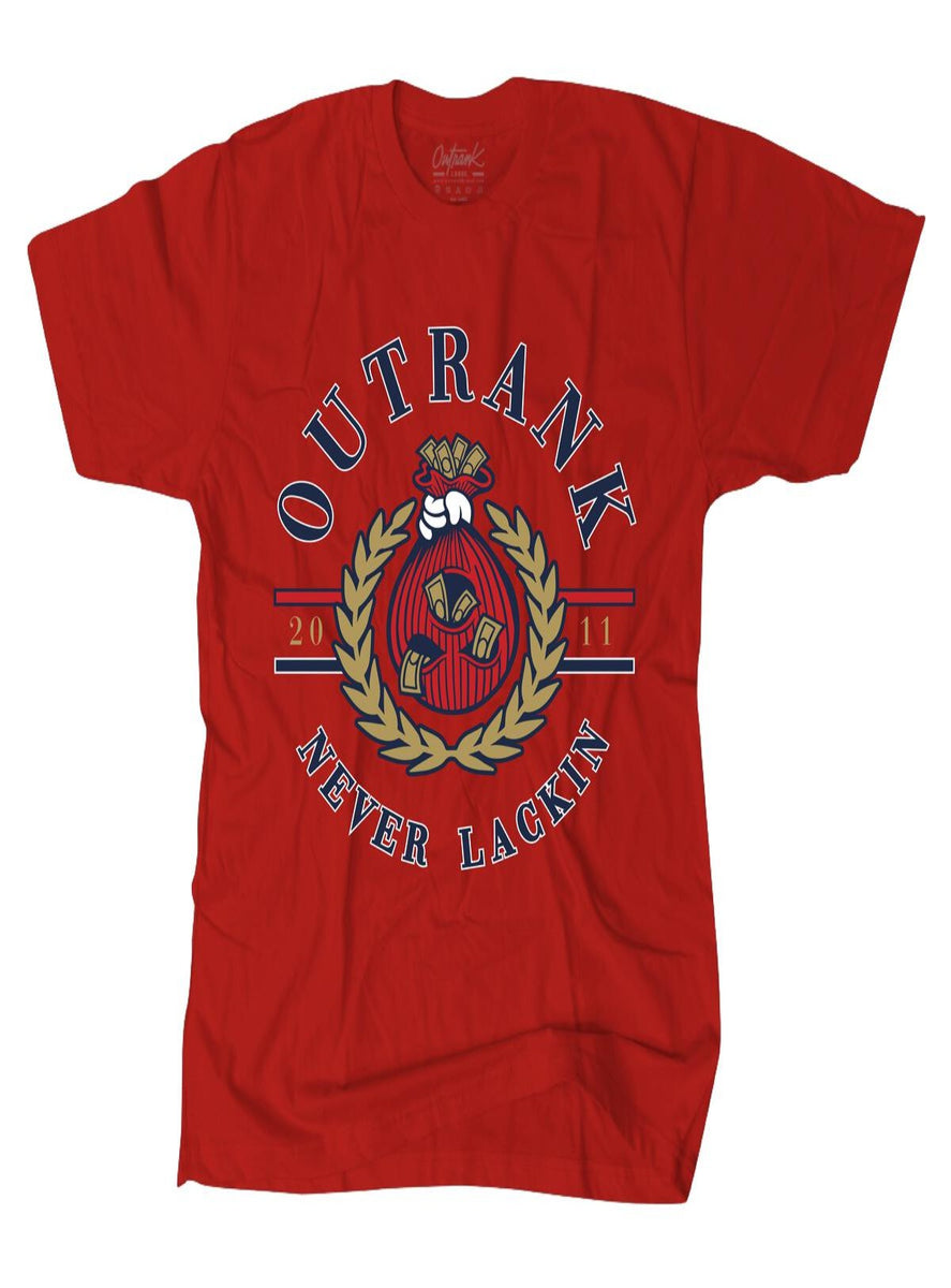 Outrank T-Shirt - Never Lackin' - Red - QS495 – Vengeance78