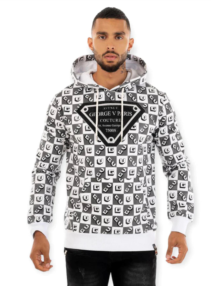 George V Hoodie - Branded Diamond - White - GV2418 – Vengeance78