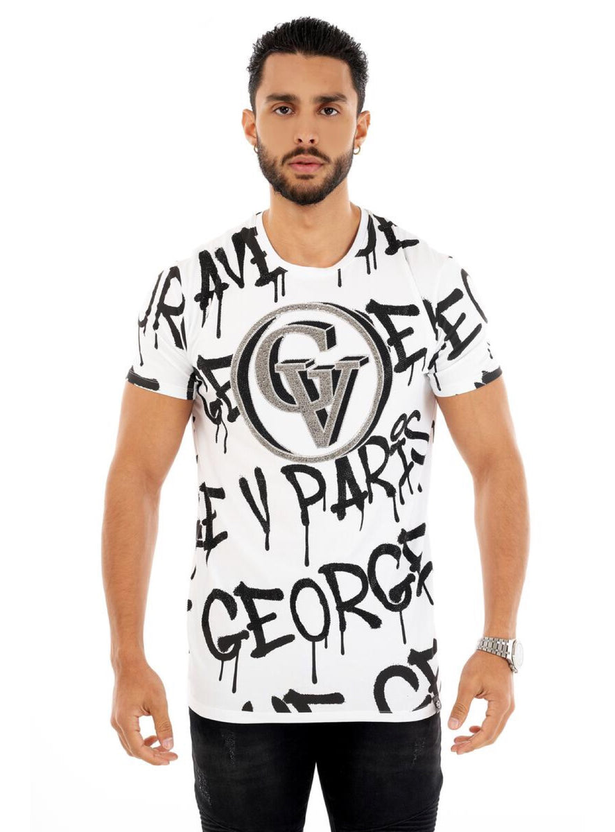 George V T-Shirt - Paint Drip Logo Tag - White - GV2357 – Vengeance78