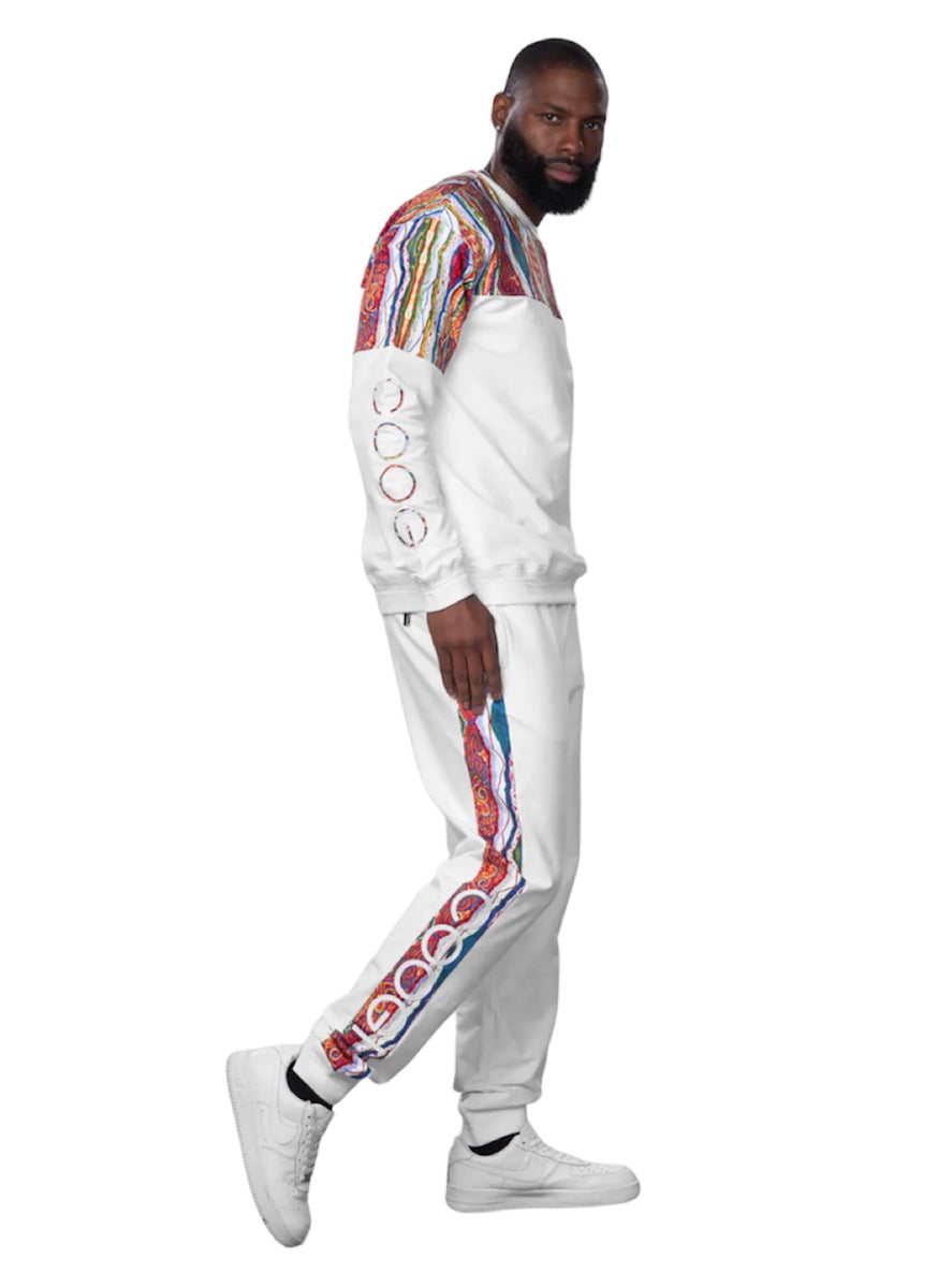 Coogi Sweatsuit - Classic Fleece - White Multi – Vengeance78