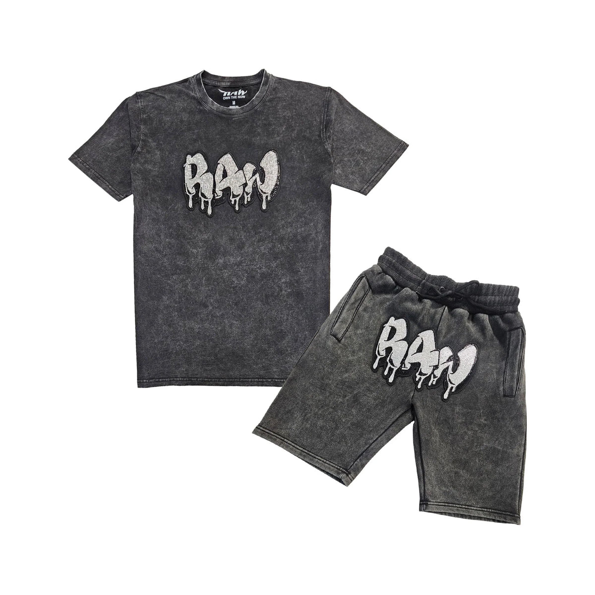 Rawyalty Short Set - RAW Drip Silver Bling - Black Wash – Vengeance78