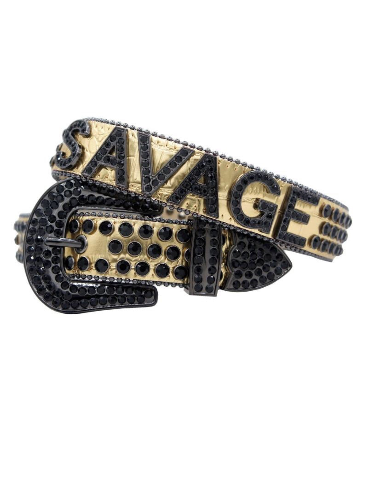 DNA Belt - Savage - Gold Leather With Black Stones – Vengeance78