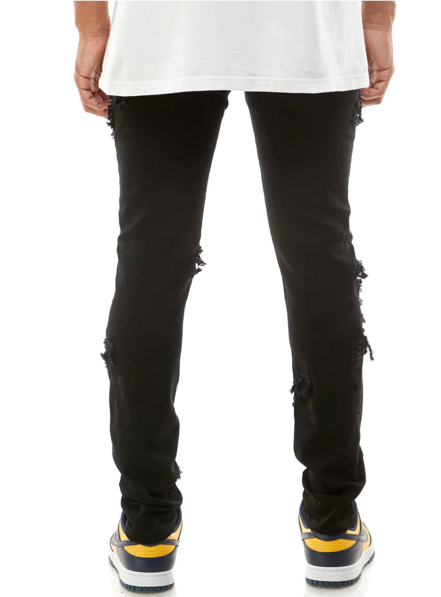 Kdnk Jeans - Diagonal Shreds - Black - KNB3221 – Vengeance78