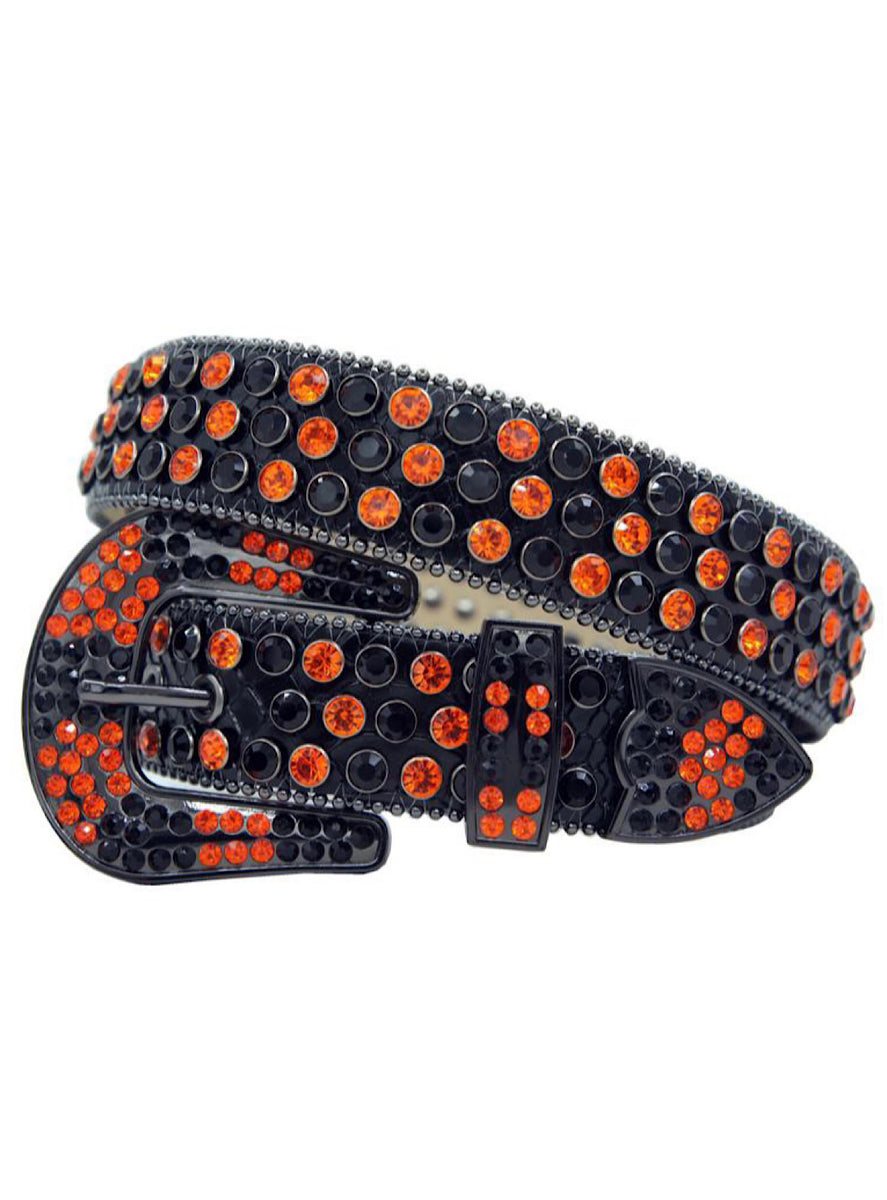 DNA Belt - Stones - Black Leather With Orange And Black Stones ...