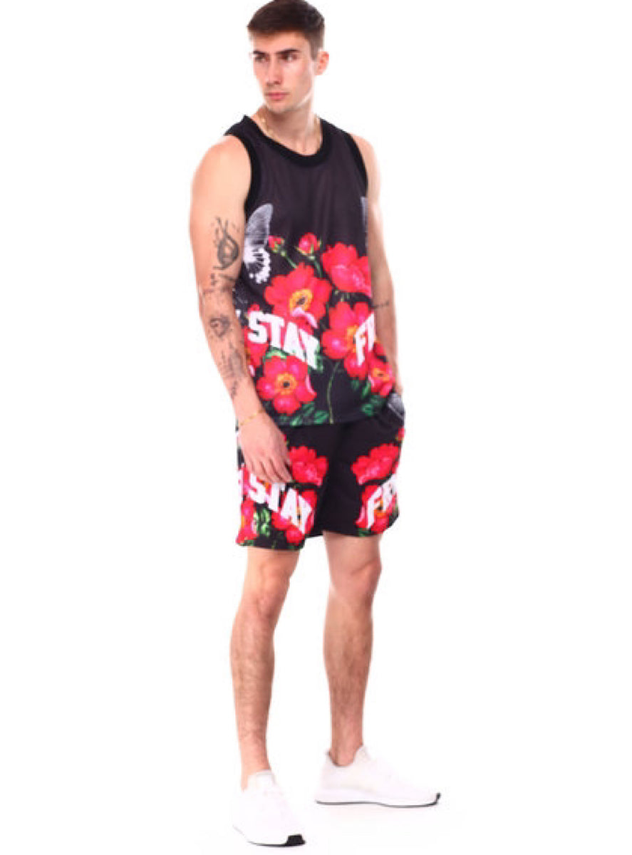 Rebel Minds Short Set - Mesh Floral Tank - Black - 121-162 – Vengeance78