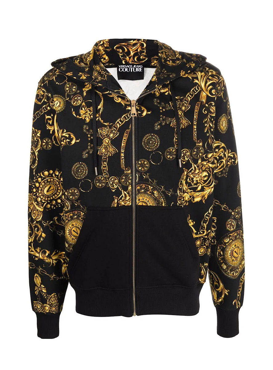 Versace Hoodie - Felpa Gar Baroque - Black and Gold - 71GAI3Z1 ...