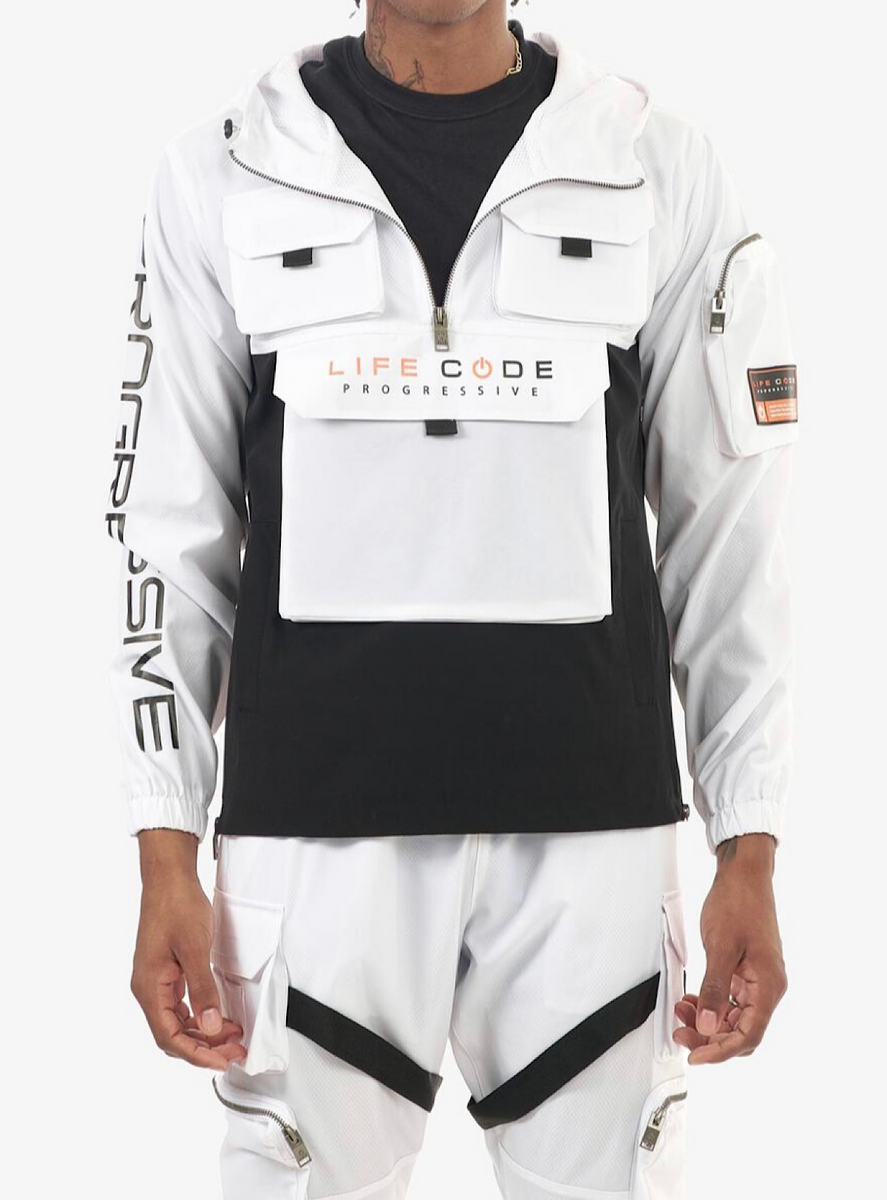 Life Code Jacket - Utility Windbreaker - White - 13J03 – Vengeance78