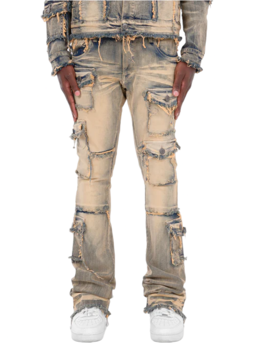 Copper Rivet Jeans - Fray Edge Cargo Pocket Stacked - Vintage - 333239 ...